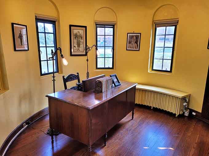 Curwood's actual writing desk sits ready, as if he just stepped out for inspiration along the riverbank.