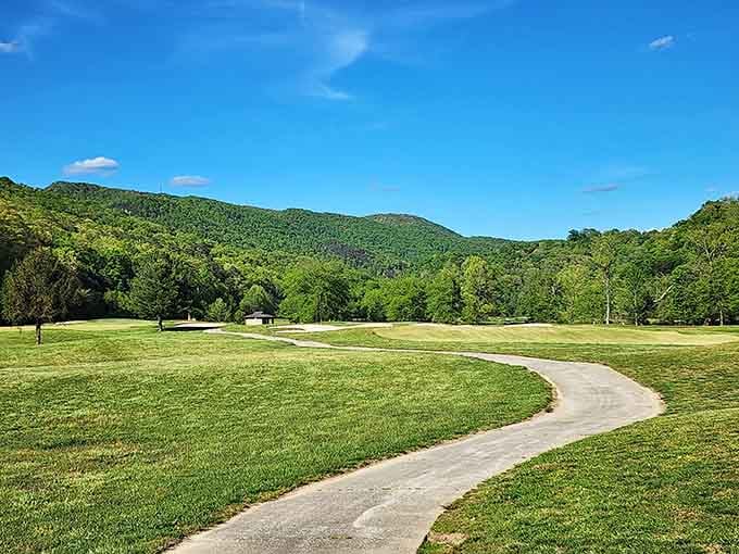 Green fairways roll between mountain ridges, proving Kentucky does golf courses with serious scenic ambition.
