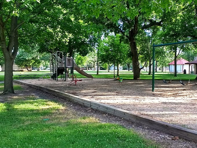 Marion Park's shaded playground proves this town takes family recreation seriously, eagles or no eagles.
