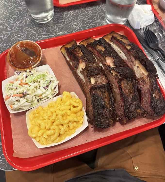These ribs arrive with mac and cheese that could make your grandmother jealous of the competition.