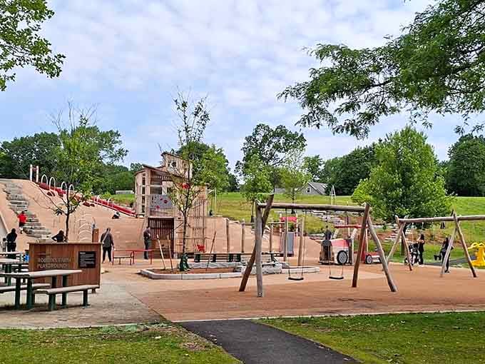 The playground equipment looks like someone actually asked kids what they wanted instead of just guessing.