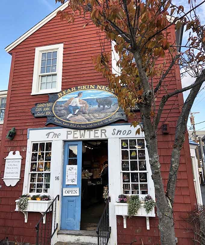 Bearskin Neck's red buildings lean together like old friends gossiping about the good old days.