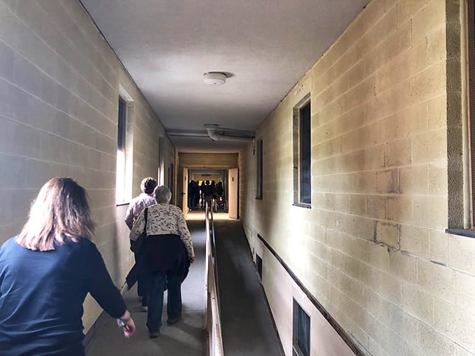 Even in daylight with other people around, these long corridors manage to maintain their unsettling atmosphere and energy.