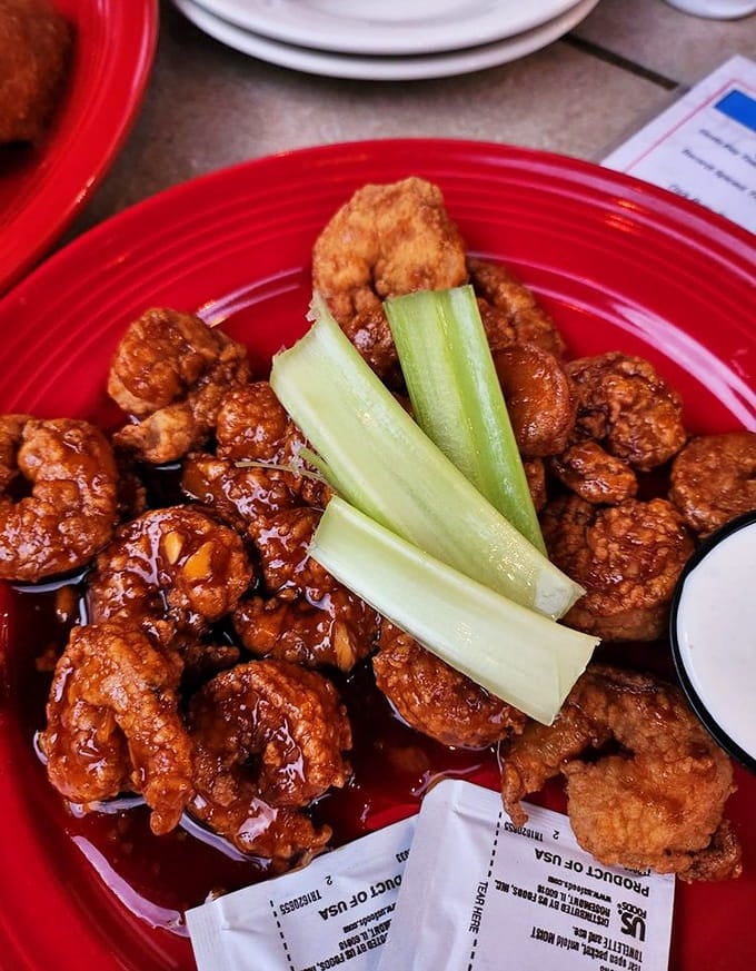 Buffalo shrimp that'll make you forget wings ever existed, sticky, spicy, and dangerously addictive in all ways.