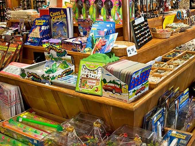 The gift shop offers rocks and minerals, because sometimes you need to take geology home with you.