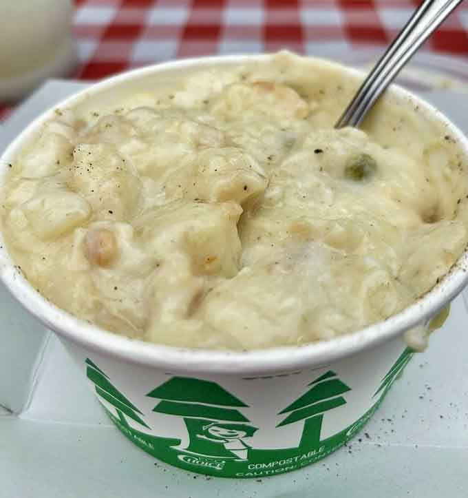 Thick, creamy chowder studded with tender clams, the kind that makes you understand why New Englanders get so territorial.