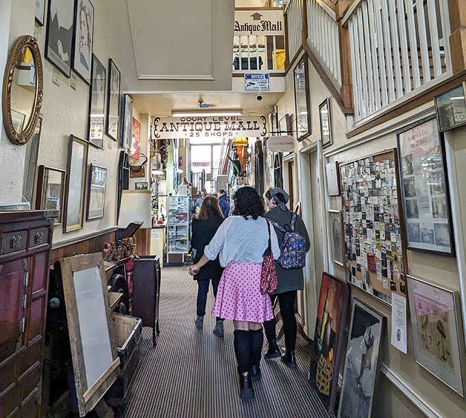 Following other treasure hunters through the maze &ndash; misery loves company, but so does antique shopping apparently.