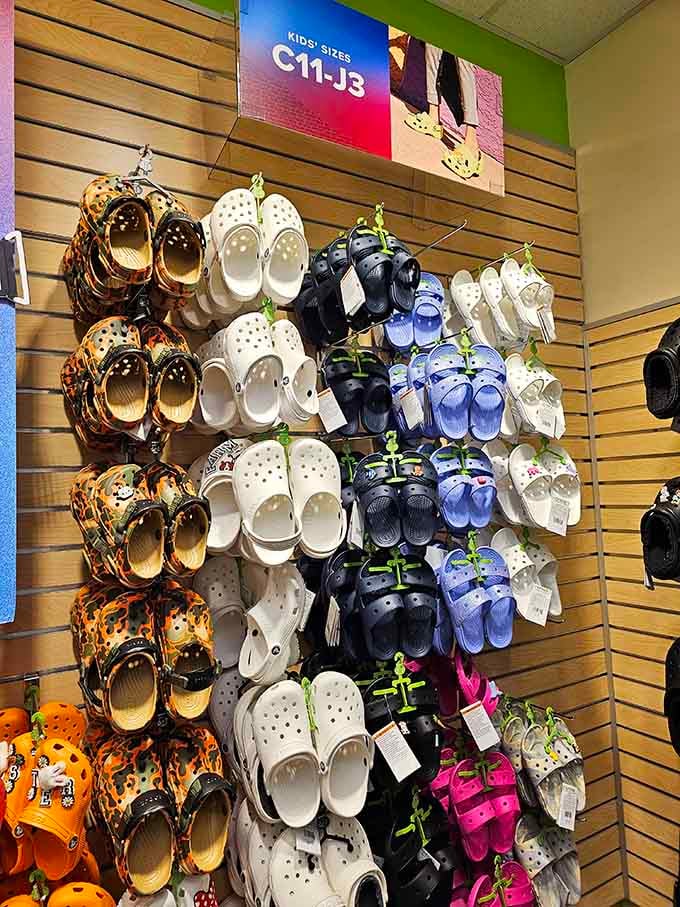 Crocs in every color imaginable, proving that comfort footwear has come a long way from boring beige orthopedic shoes of yesteryear.
