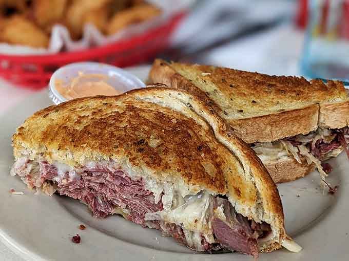 The Reuben at The Comet Classic Diner & Creamery arrives golden, stacked, and ready to rock your world.