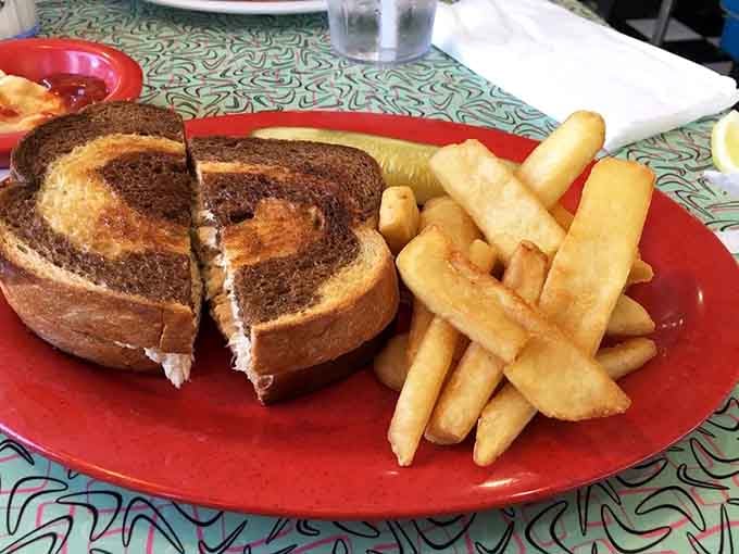 A tuna melt on rye with perfectly crispy fries, because sometimes simple is absolutely spectacular.