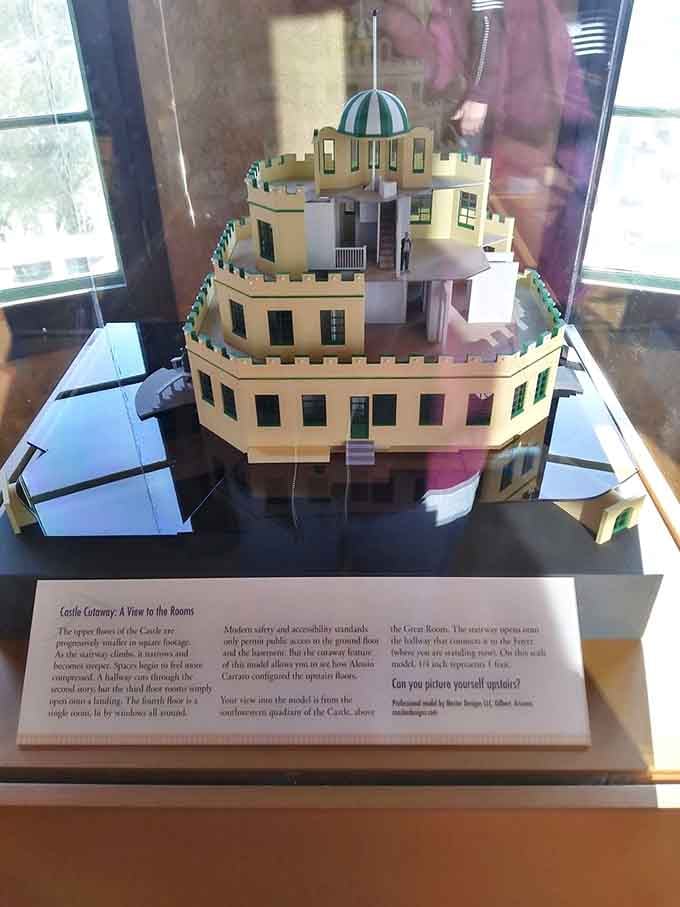 This scale model shows the castle's brilliant wedding cake design, each tier perfectly proportioned for maximum whimsy.