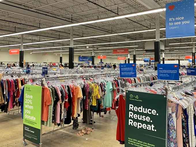 Those warehouse-style ceilings mean serious business&mdash;this is thrifting on a scale that requires comfortable shoes and stamina.