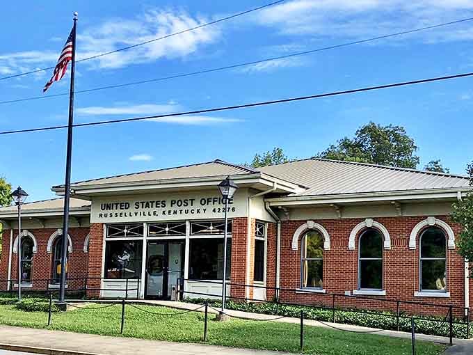 Russellville's post office combines brick-and-mortar charm with the rare small-town luxury of parking right at the front door.