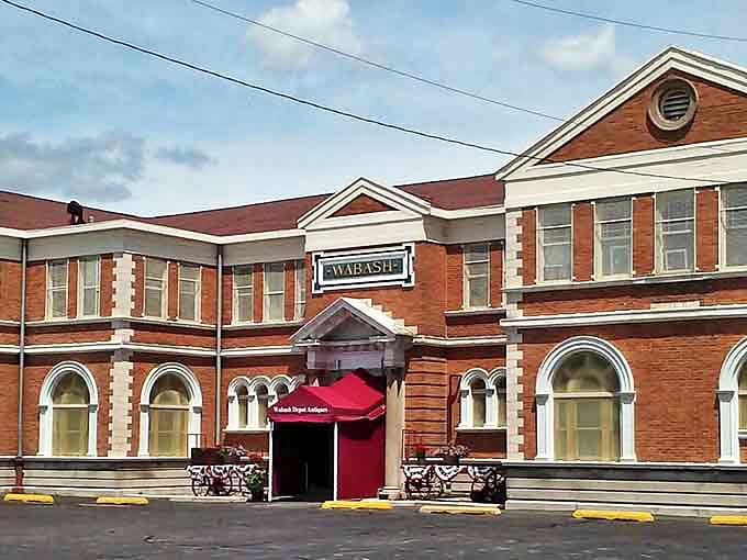 The Wabash Depot's brick facade has witnessed a century of comings and goings. Now it houses treasures waiting for their second act in someone's home.