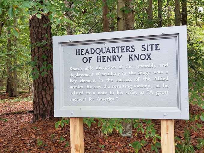 Henry Knox's brilliant artillery strategy gets its due recognition at this wooded headquarters site marker.