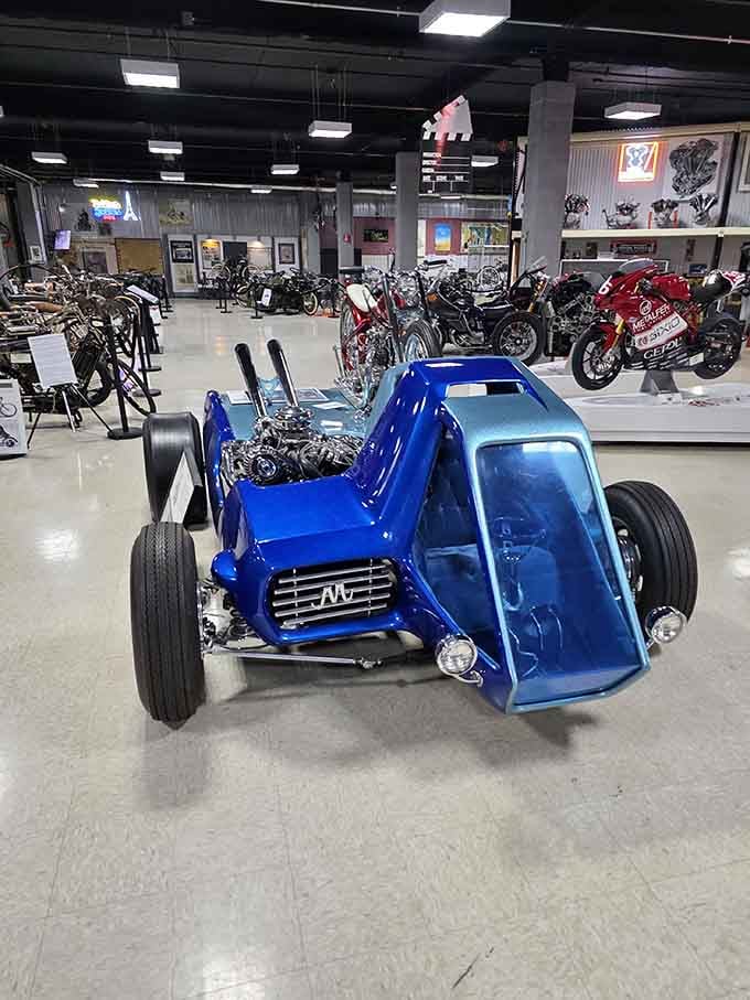 When motorcycles meet Mad Max, you get this wild custom creation that looks ready for the apocalypse.