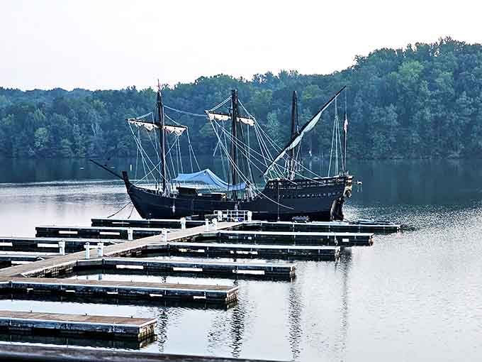 Not your average marina! These historic-looking vessels add a touch of maritime charm to Wheeler Lake's already impressive scenery.