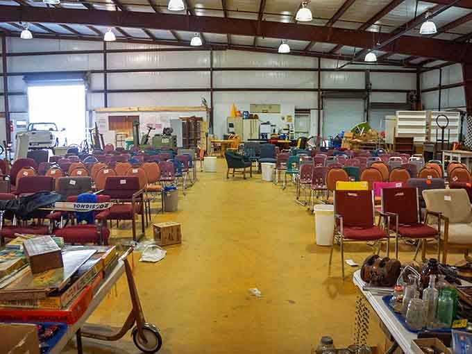 A sea of vintage chairs awaits new homes&mdash;each one has already heard thousands of dinner conversations and is ready for yours.