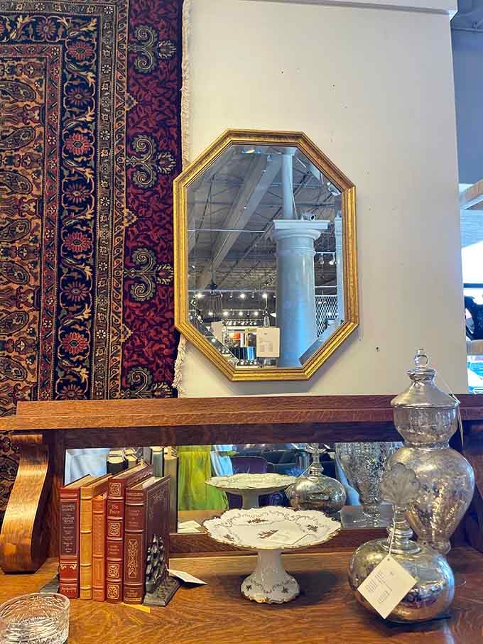 Mirrors don't just reflect your image here&mdash;they reflect history. This gold-framed octagonal beauty could turn even a selfie into a Renaissance portrait.