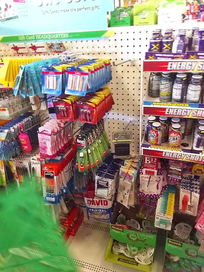 The impulse buy section&mdash;where David sunflower seeds meet energy shots, and suddenly your cart contains things you never knew you needed.