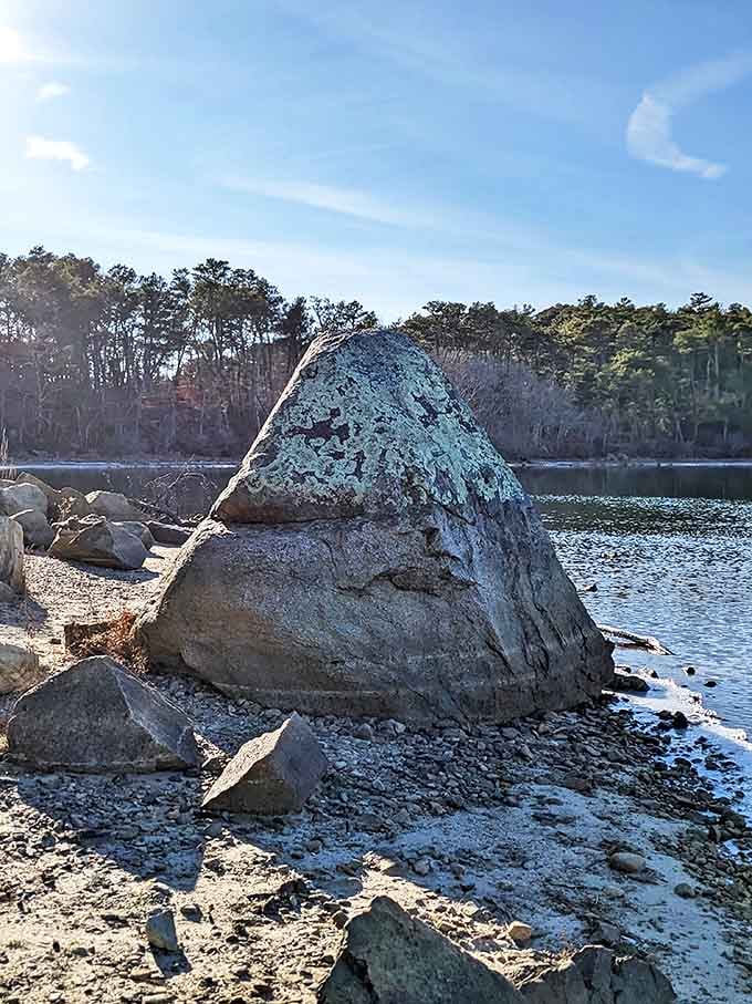 This glacial boulder has been perfecting its beach pose for 10,000 years. Talk about patience for the perfect Instagram shot!