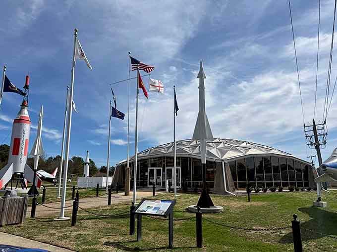 Flags flutter above rockets and jets, creating a patriotic display that would make any veteran smile with pride.