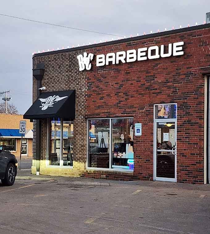 B&C Barbeque's brick fortress guards smoky treasures within. That little black awning marks the spot where brisket dreams come true.