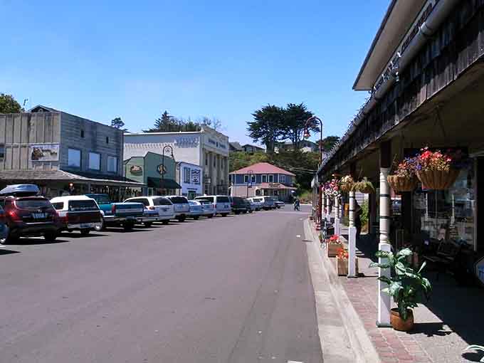 Flower baskets brighten the sidewalks while coastal breezes remind you the Pacific is just steps away here.