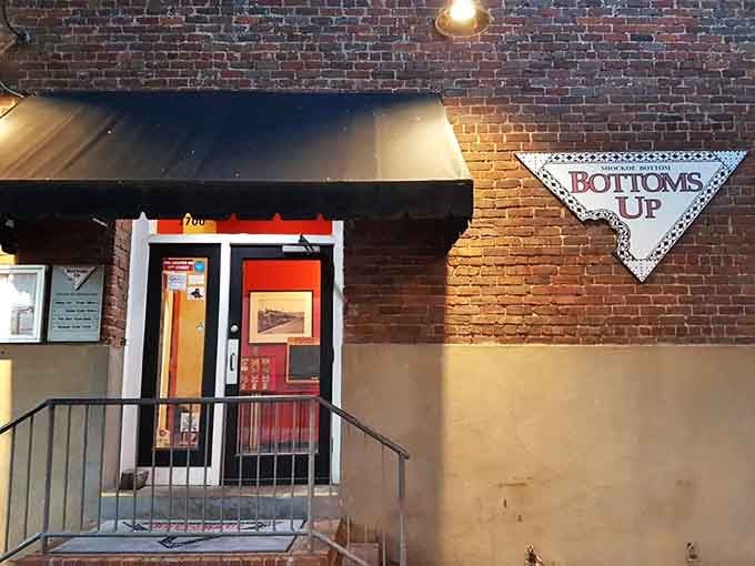 Bottoms Up's brick facade and modest entrance hide Richmond's most talked-about thick-crust pizza experience.