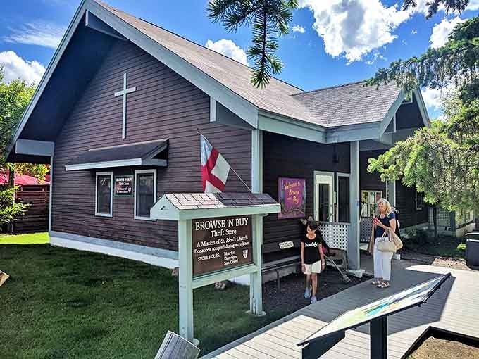 Browse N Buy's rustic cabin exterior perfectly captures Jackson's mountain charm &ndash; thrifting with alpine character.