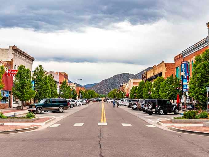 Main Street magic framed by mountain peaks&mdash;where small-town charm meets big Western skies in perfect harmony.