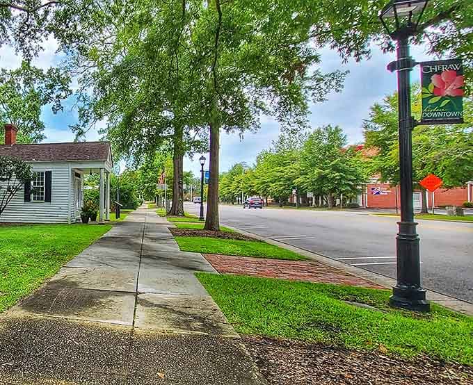 Tree-lined sidewalks like these practically beg you to take an old-fashioned stroll after Sunday dinner.