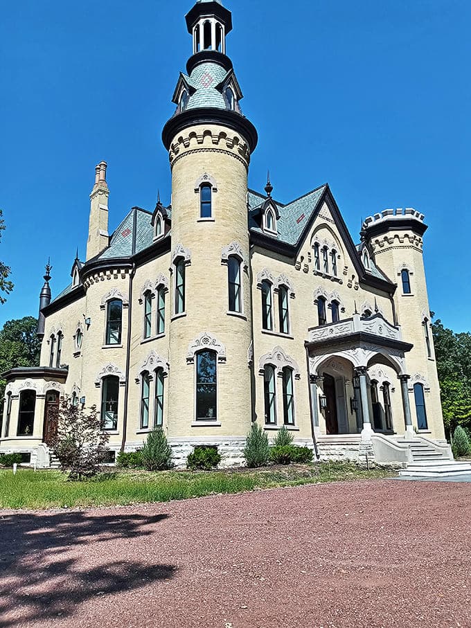 The Dunham Castle's cream-colored limestone and distinctive turrets make it a standout landmark in Wayne's neighborhood.