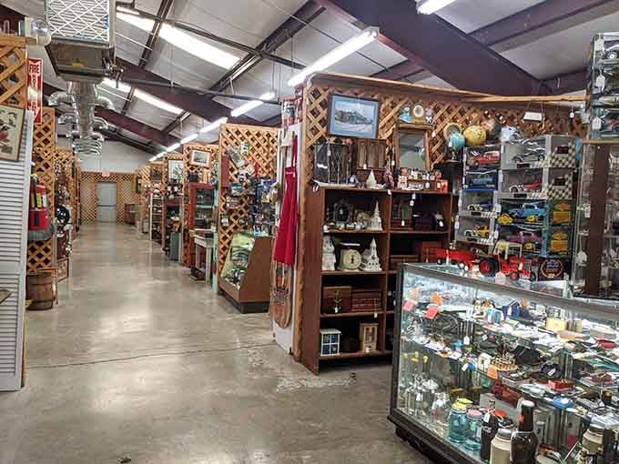 Clean aisles stretch toward the horizon, inviting leisurely browsing through booth after booth of carefully curated merchandise.