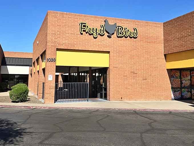 Fryd Bird's simple brick exterior hides a kitchen where chicken dreams come true, one perfectly seasoned piece at a time.