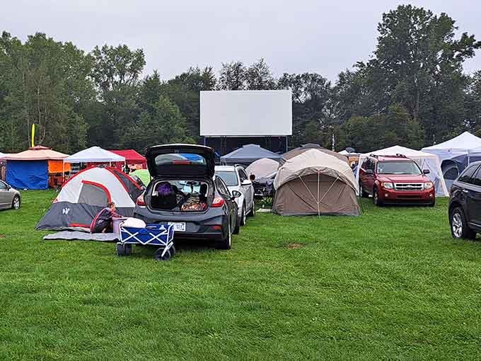 When people pitch tents for movie night, you know this drive-in has become something more than entertainment.