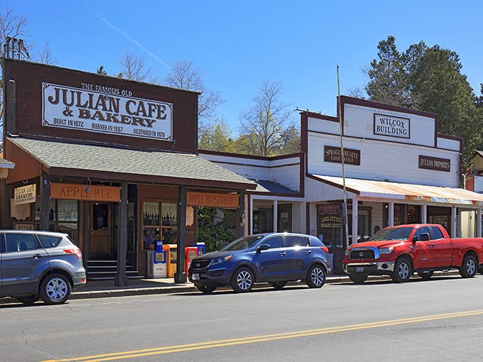 The Julian Cafe's sign promises apple pie that's worth the drive up winding mountain roads. Spoiler alert: they're not exaggerating.