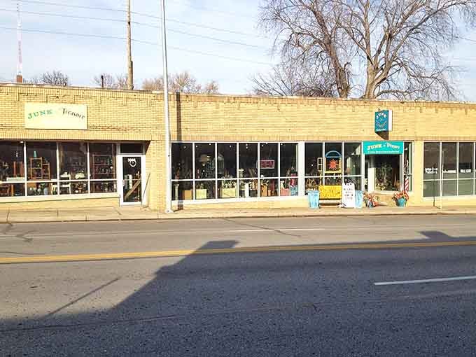 Junk-n-Treasure's quirky yellow brick facade perfectly captures the fun, unpredictable adventure waiting inside these doors today.