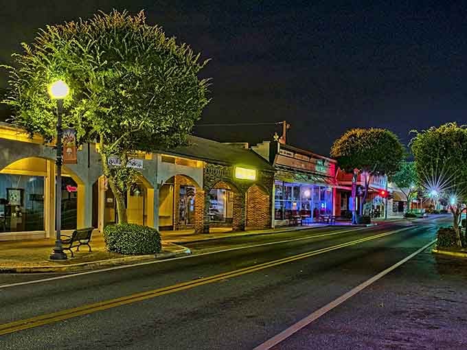 After dark, Lake City's storefronts glow with warm light that beckons you to explore what treasures hide inside.