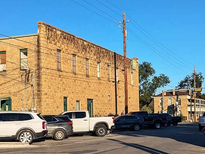Golden limestone glows in the afternoon sun, showcasing Hill Country stone that's tougher than a two-dollar steak.
