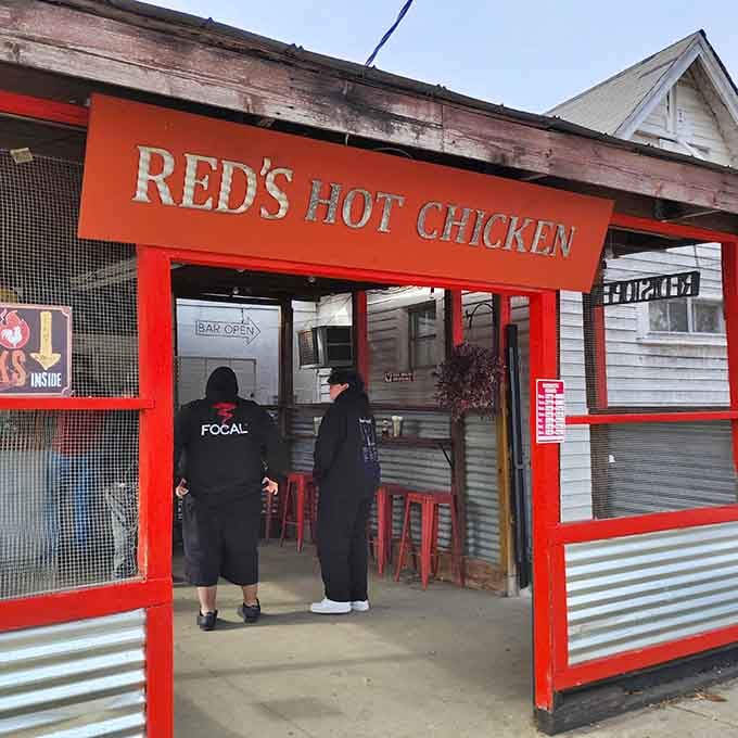 That bright red entrance isn't just for show – it's a warning sign for the delicious heat that awaits inside.