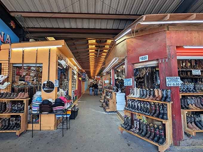 Boot lovers rejoice &ndash; these walls showcase more cowboy footwear than a Willie Nelson concert backstage area.