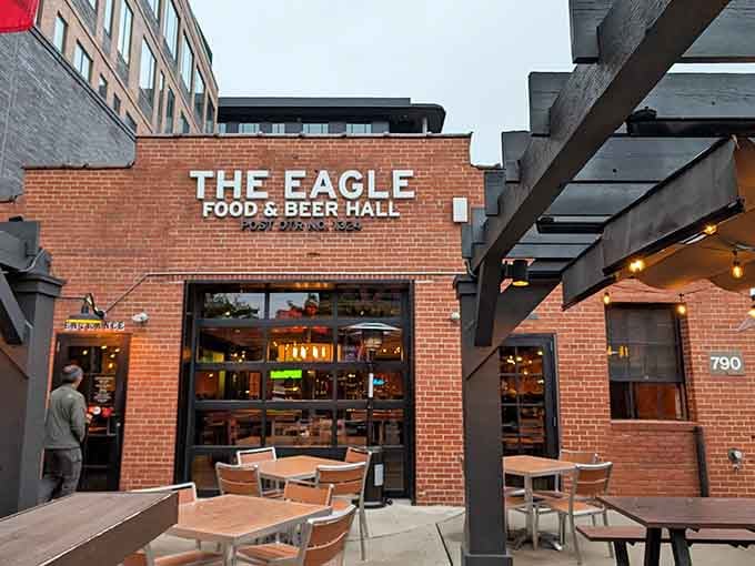 The Eagle's brick facade brings urban cool to comfort food classics—hipsters and grandparents unite over chicken here.