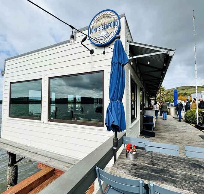 Tony's waterfront perch makes social distancing from bad seafood easy. This white building houses treasures that would make mermaids jealous.
