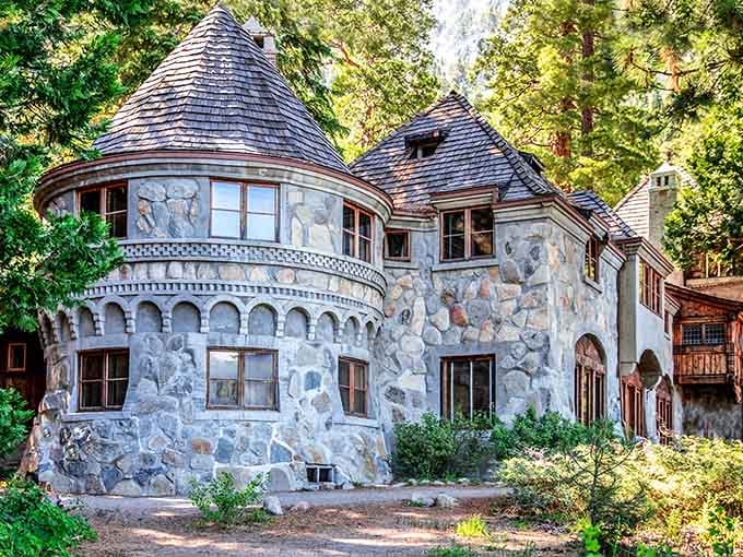 Stone turrets nestled among towering pines create a Scandinavian fantasy straight from your favorite childhood storybook about Vikings.