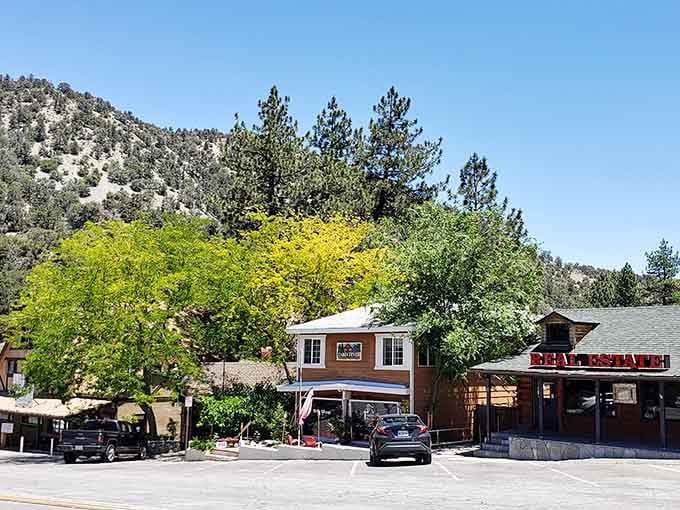 Simple mountain buildings dot the landscape where locals gather and visitors discover what small-town California really means.