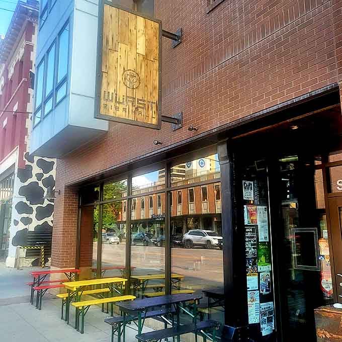 Those colorful outdoor tables and modern brick facade bring a taste of Munich to downtown Fargo streets.