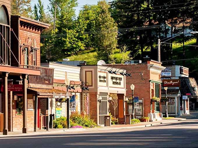 Historic downtown Bigfork features beautifully preserved buildings housing local businesses that reflect the community's artistic spirit and mountain charm.