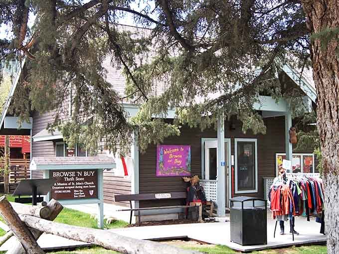 Nestled among towering pines, this church-run thrift shop offers bargains with a side of Wyoming serenity.