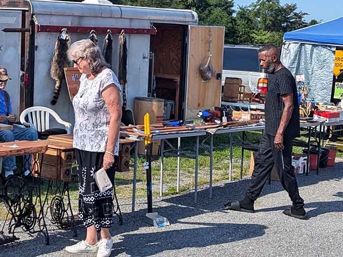 That vintage sewing machine base reminds us that yesterday's necessities become today's most charming decorative conversation pieces.